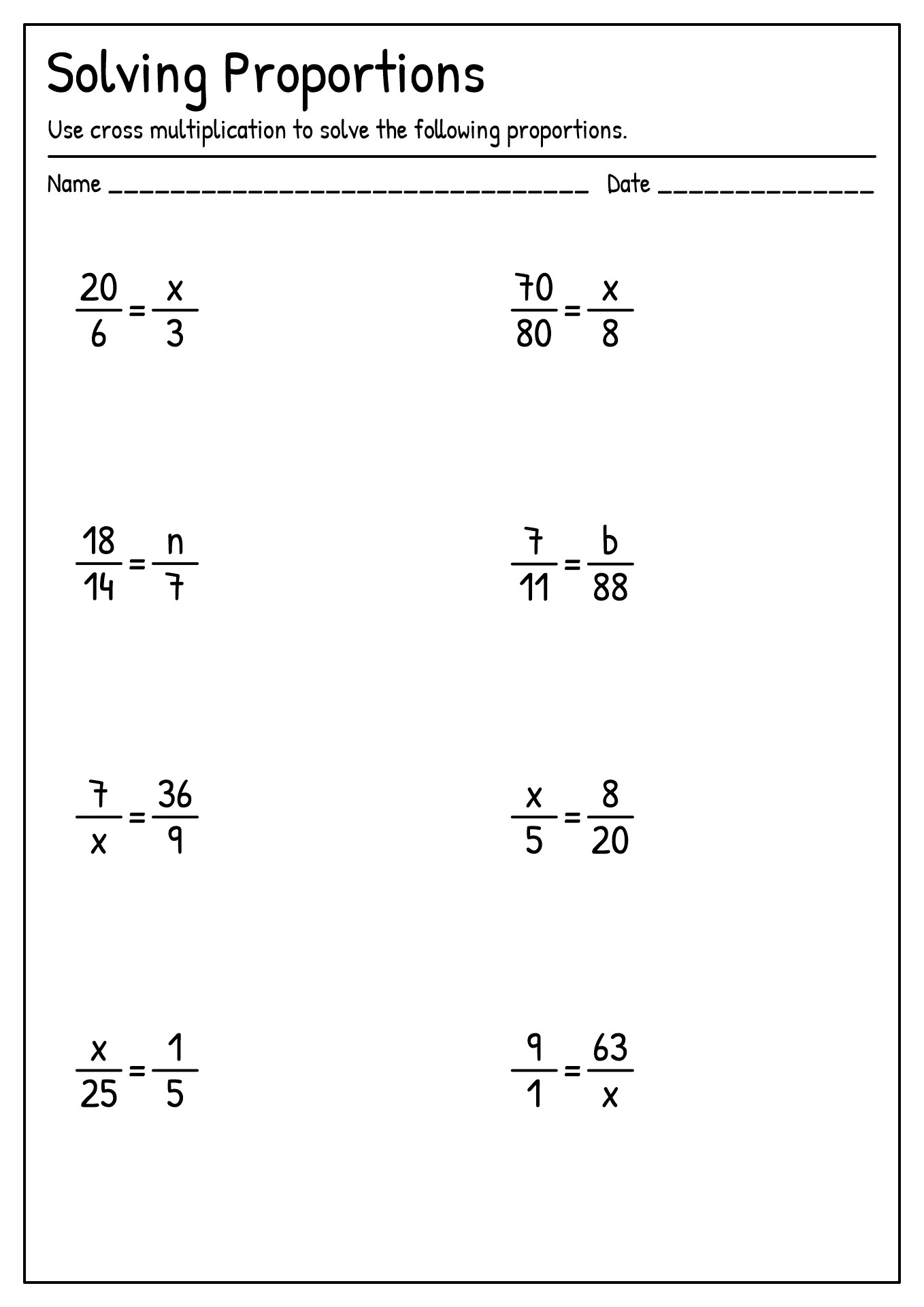 7Th Grade Ratios And Proportions Worksheets 50 Printable PDF Template