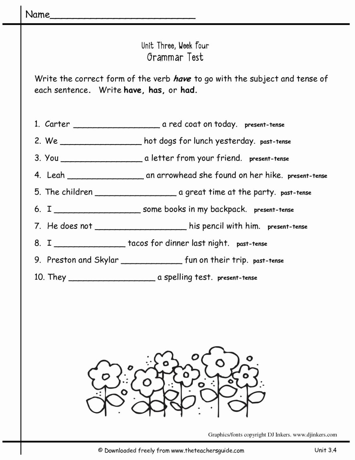 Year 4 English Worksheets Pdf
