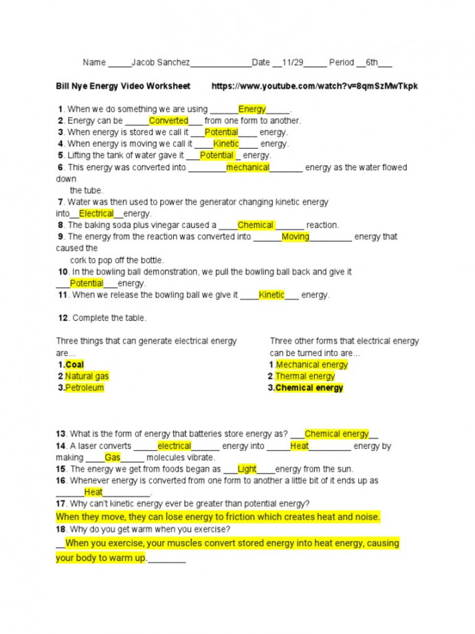 Bill Nye Energy Worksheet Answer Printable PDF Template Bill Nye Energy Worksheet Answer Printable PDF Template