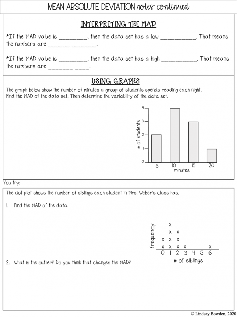 Mean Absolute Deviation Practice Worksheet