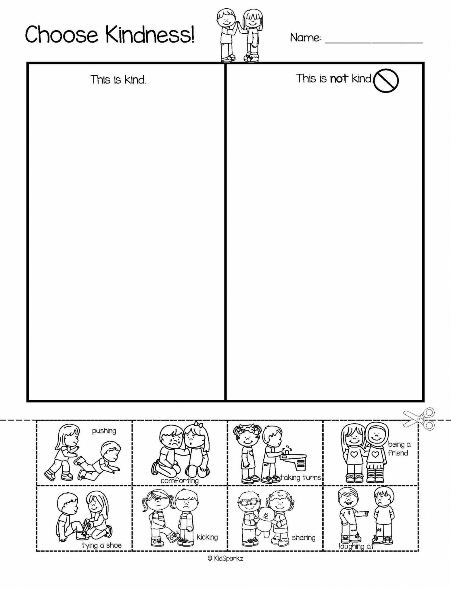 Kindness Worksheet For Kindergarten – Printable PDF Template