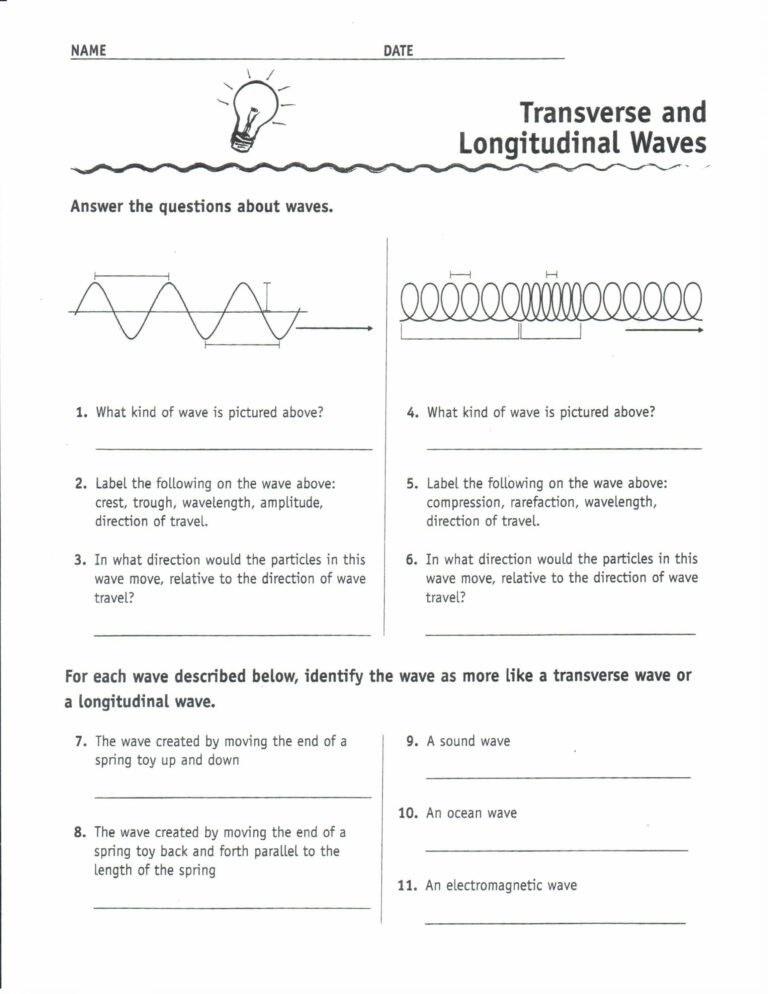 6th Grade Science Waves Worksheet