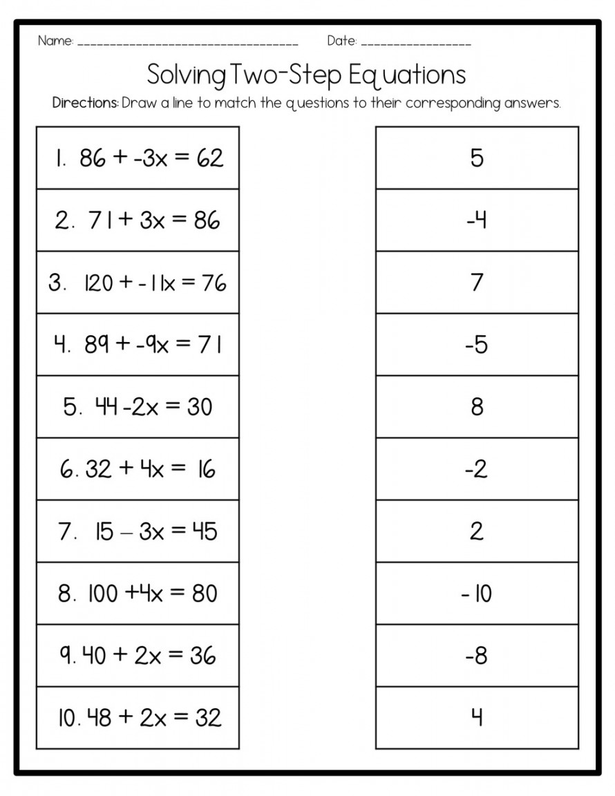Solving Two Step Equations Easy Worksheet Martin Lindelof Solving Two Step Equations Easy Worksheet Martin Lindelof