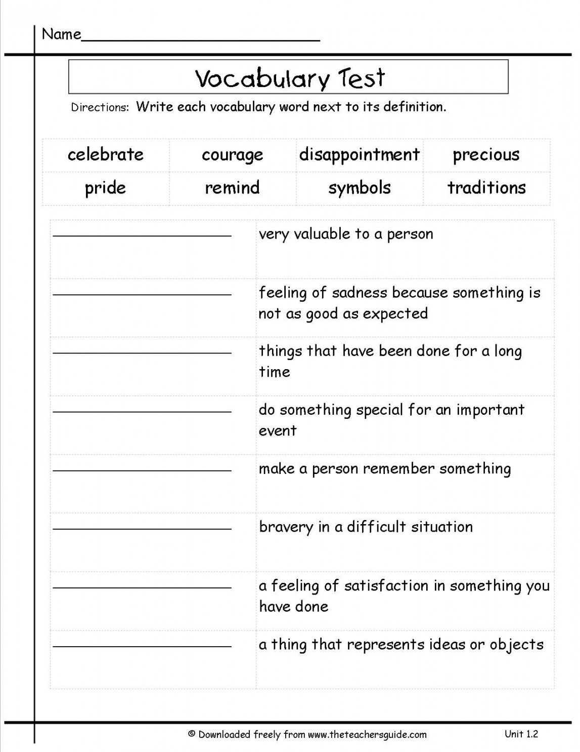3rd Grade Vocabulary Worksheet Printable PDF Template 3rd Grade Vocabulary Worksheet Printable PDF Template