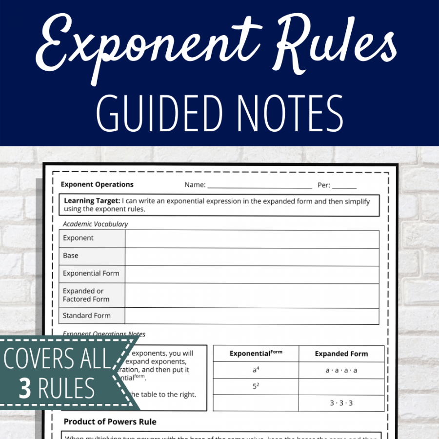 Rules Of Exponents Guided Notes Printable PDF Template Rules Of Exponents Guided Notes Printable PDF Template