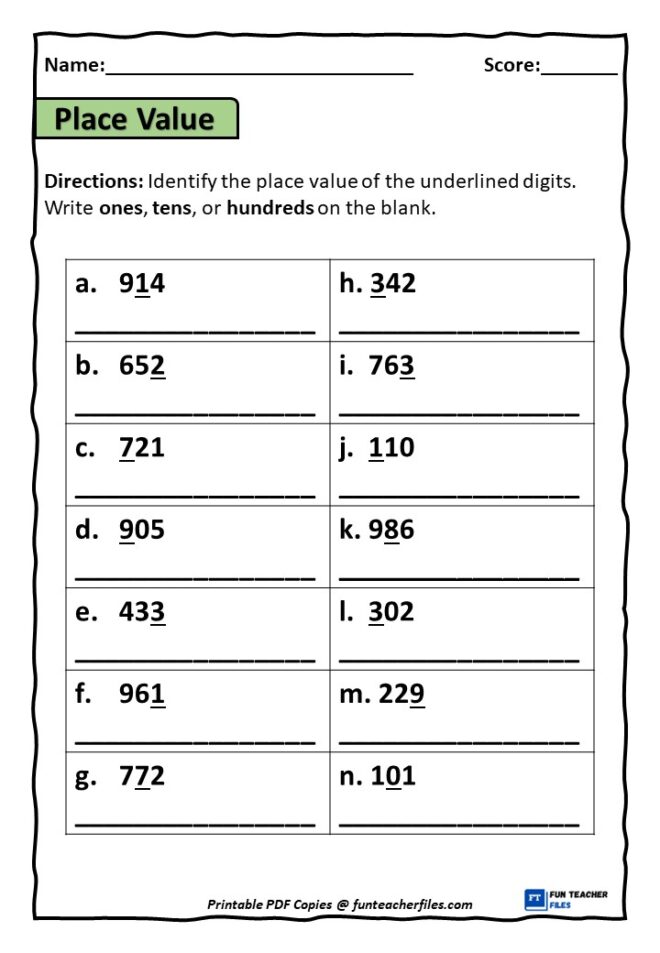 50 Printable Place Value Worksheets 10 Printable PDF Template 50 Printable Place Value Worksheets 10 Printable PDF Template