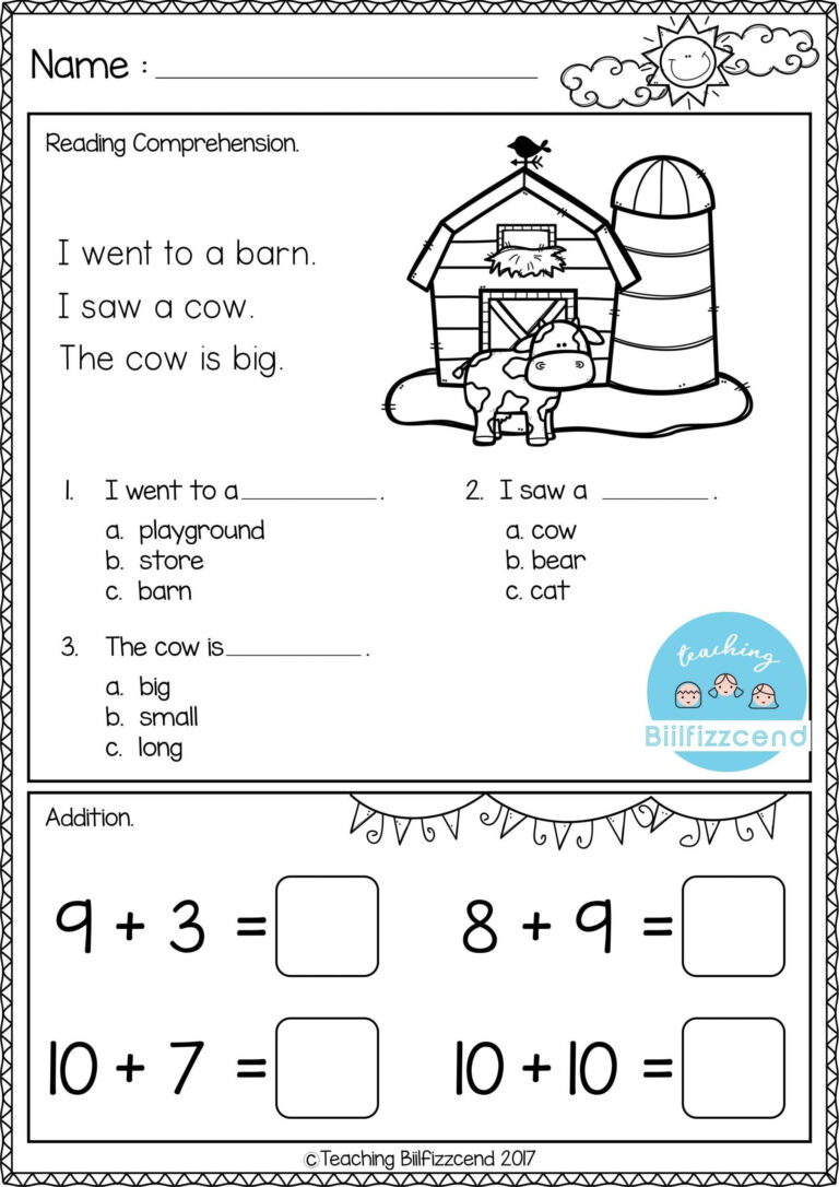 20 Reading And Writing Worksheets Kindergarten Math – Printable PDF ...